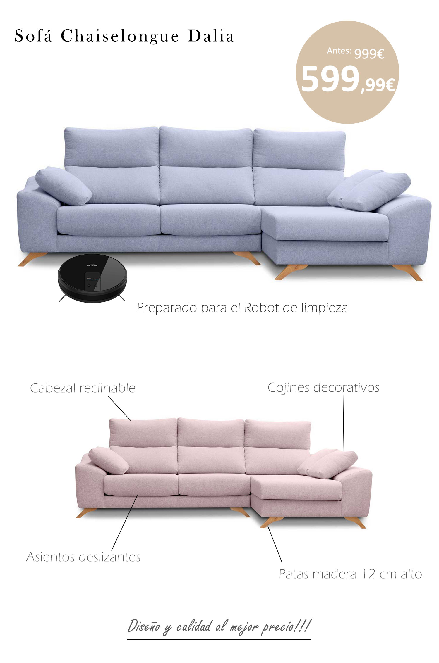 Sofá Chaise longue | Factory del Mueble Utrera