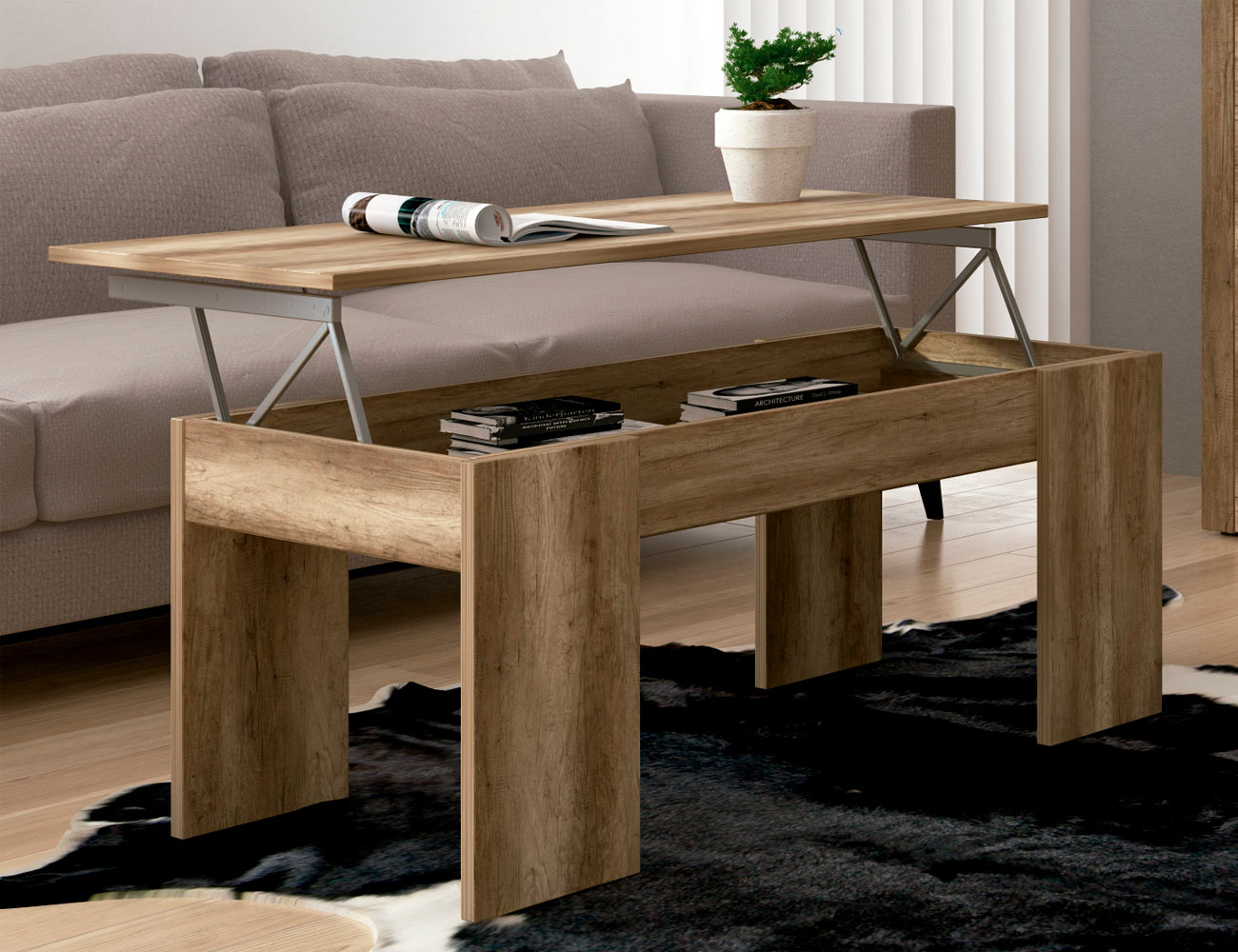 Mesa de centro elevable de 100 cm (19507) | Factory del Mueble Utrera